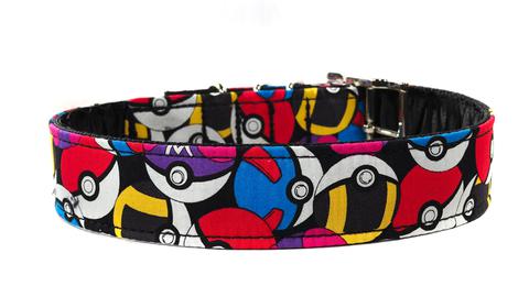 Collar Mania Custom Dog Collars - FABRIC GEEK - POKEBALLS
